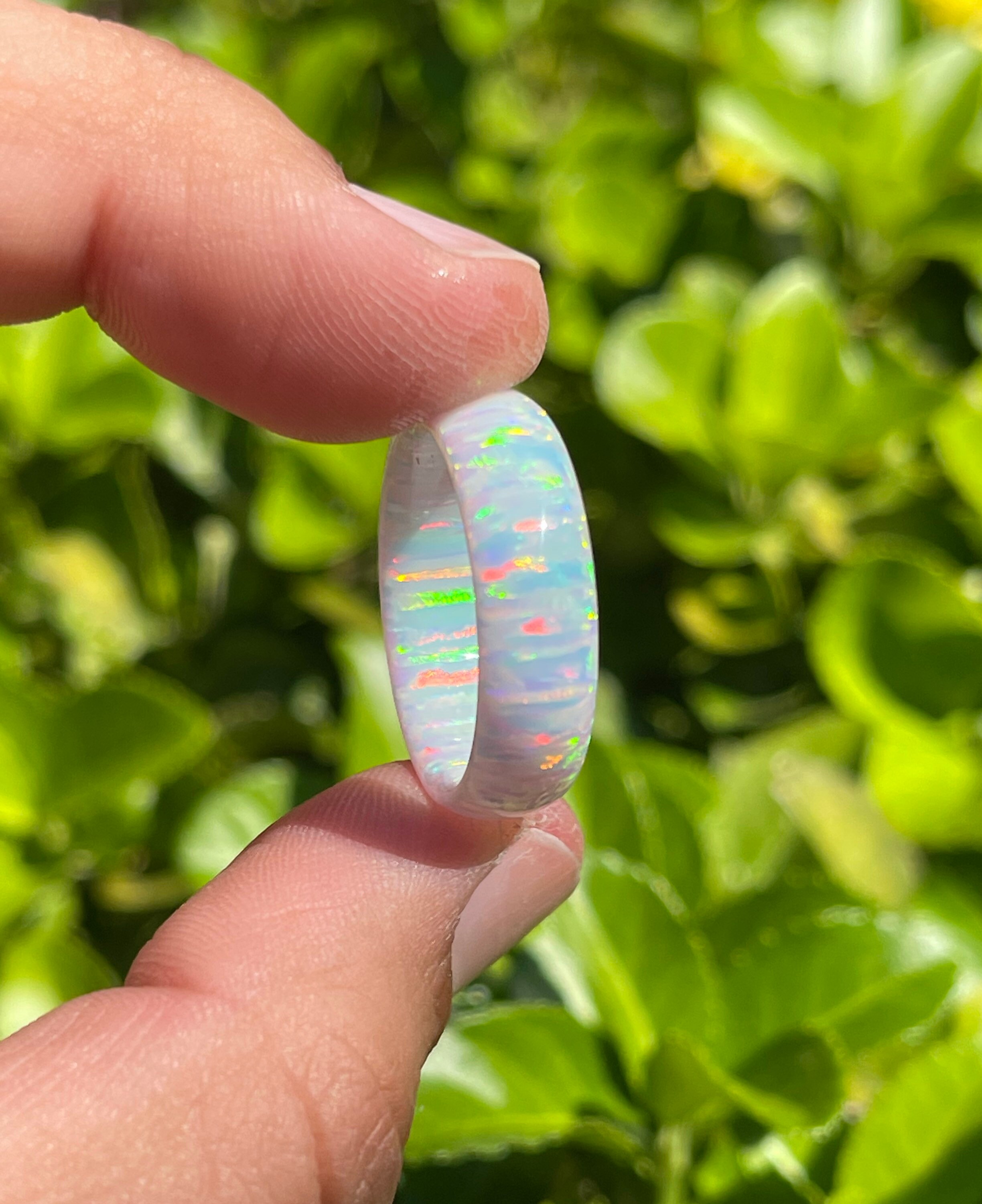 White Bello Opal Ring. Solid Opal Ring Band. White Multicolor - Etsy