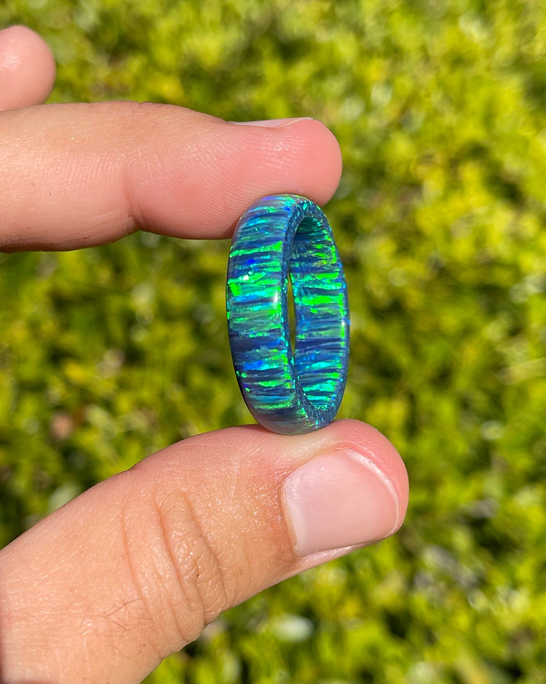 Ocean Blue Opal Ring. Solid Bello Opal Ring. - Etsy