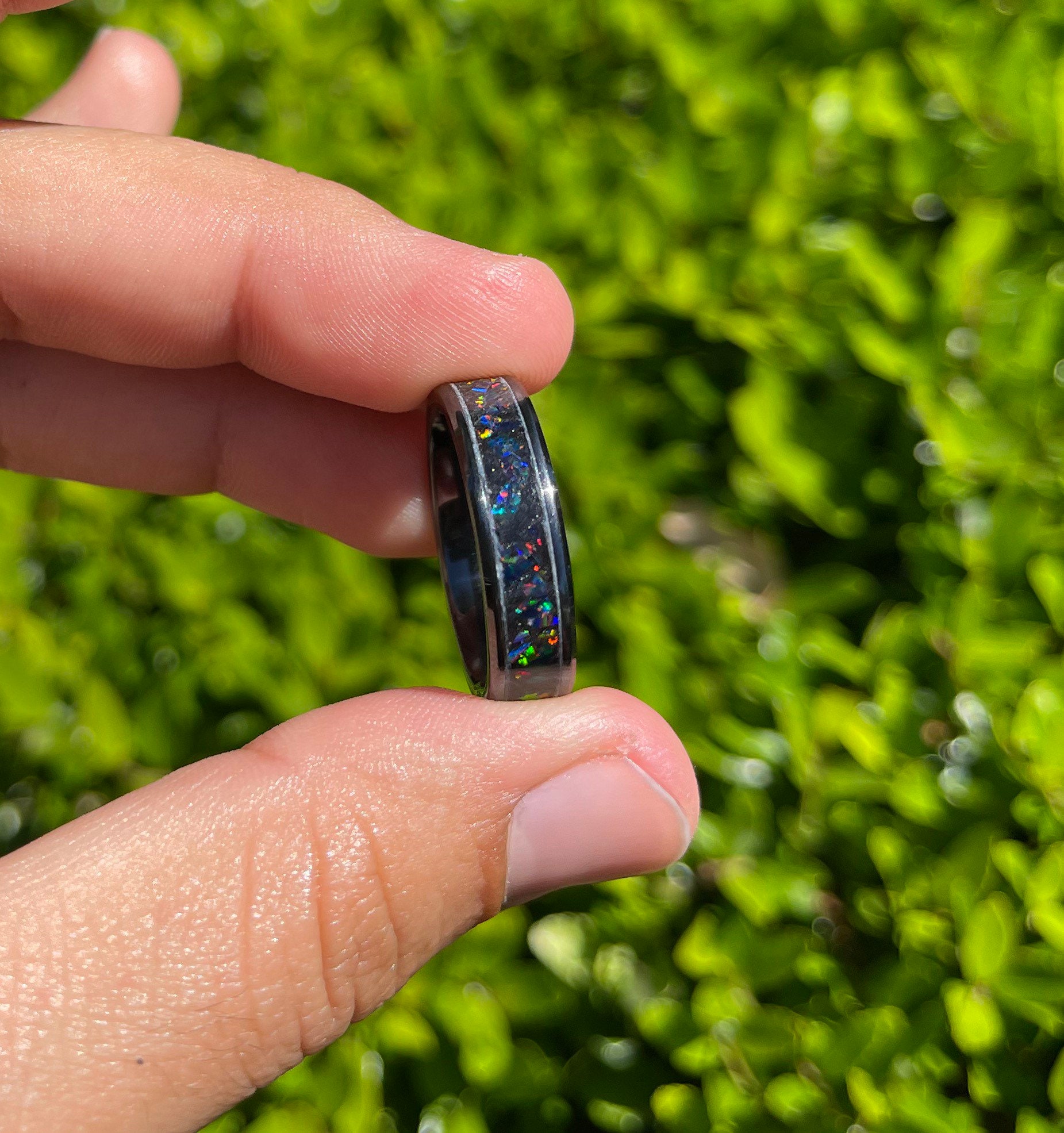 Black and White Depth Ring. Fire Opal Ring. Ring for Men. Ring | Etsy