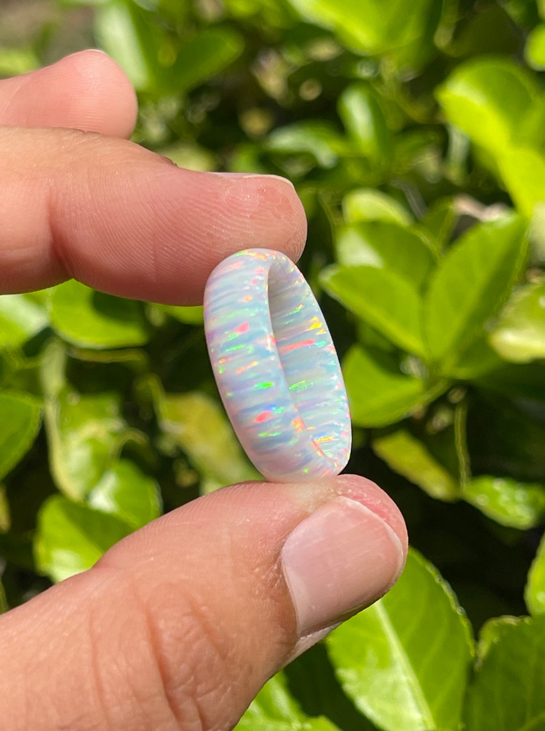 White Bello Opal Ring. Solid Opal Ring Band. White Multicolor Ring. - Etsy
