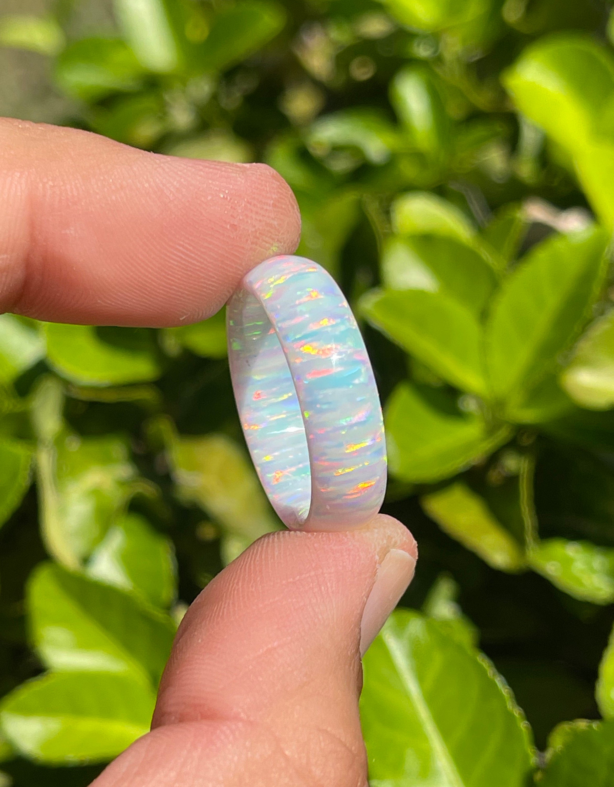 White Bello Opal Ring. Solid Opal Ring Band. White Multicolor - Etsy