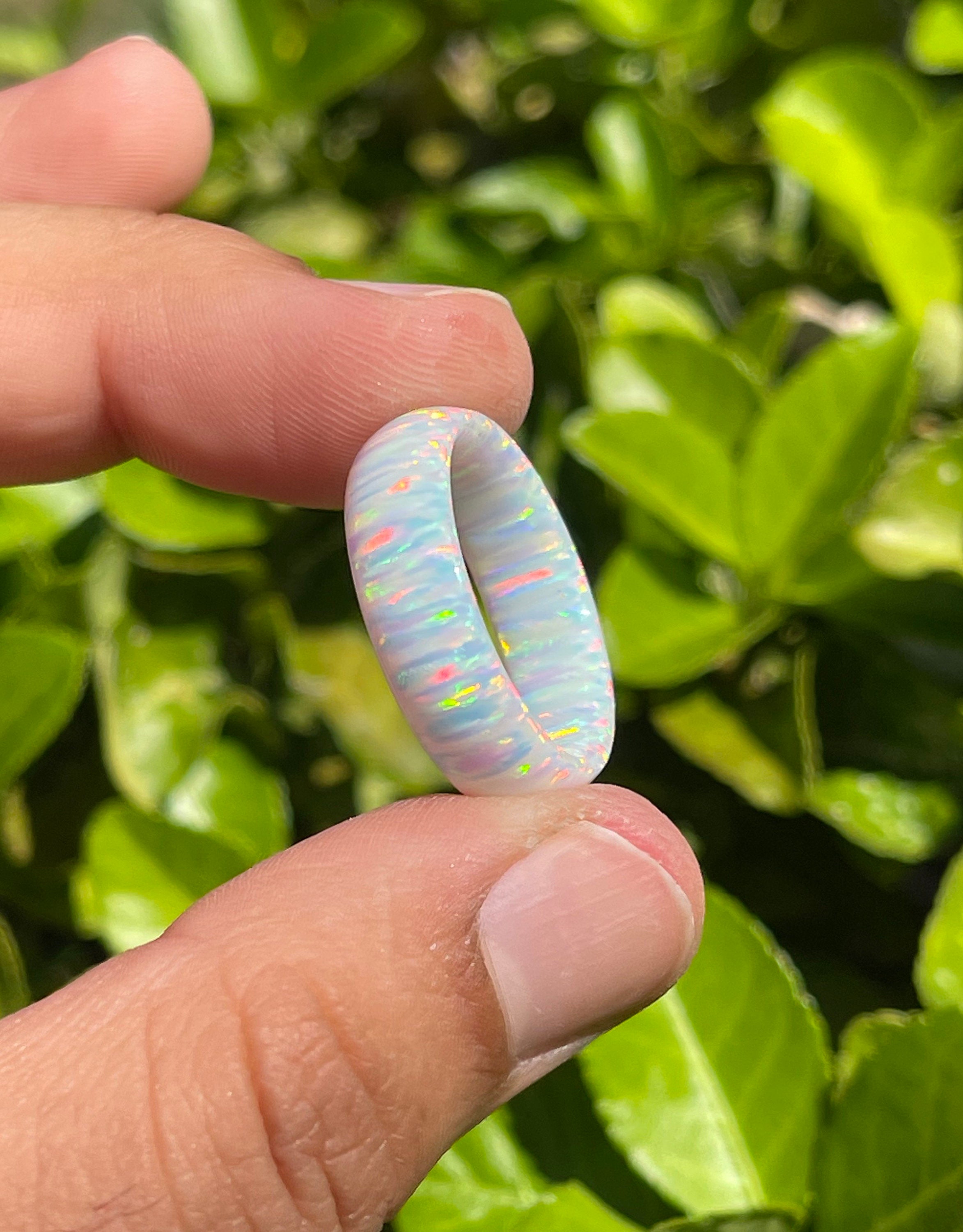 White Bello Opal Ring. Solid Opal Ring Band. White Multicolor - Etsy