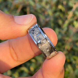 Authentic Moonstone Meteorite Chunk Ring - Tungsten Inlay - Etsy