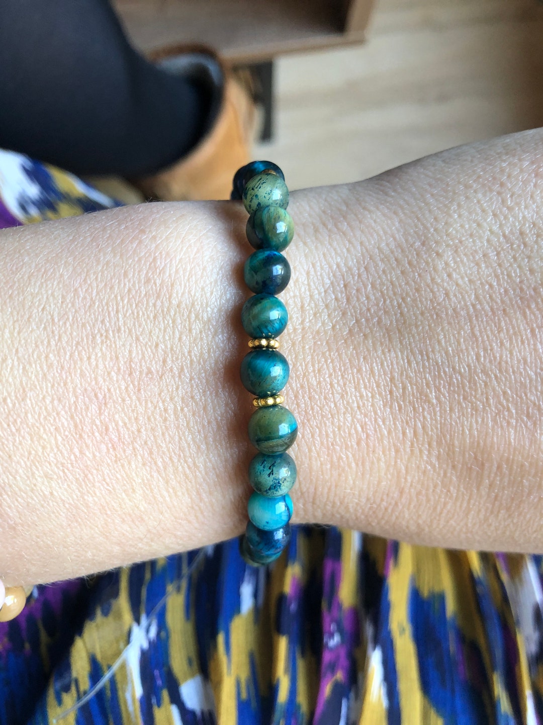 Handmade Protective Bracelet in Natural Stones Tiger's EYE Turquoise ...