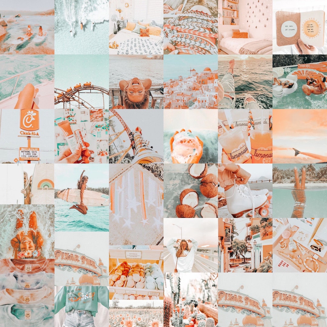 80+ Orange and Teal VSCO Aesthetic Photo Collage Kit (download Only) - Etsy