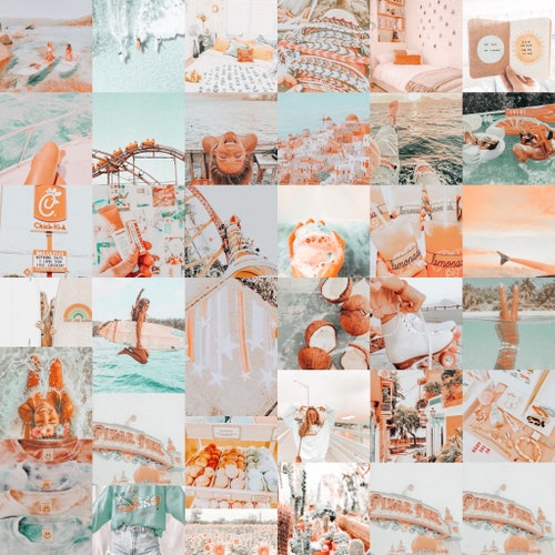 80 Orange and Teal VSCO Aesthetic Photo Collage Kit download - Etsy
