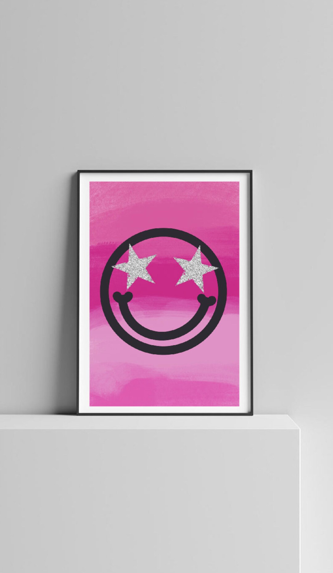 Preppy Pink Smiley Wall Art digital Download - Etsy