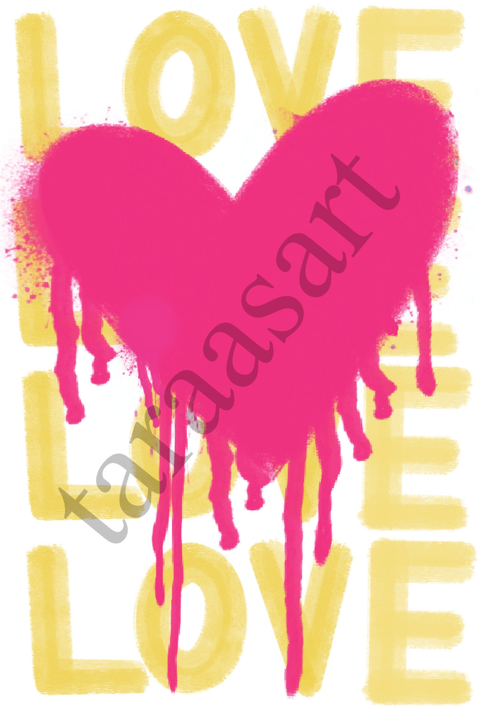 Love Heart Preppy Wall Art Digital Download | Etsy