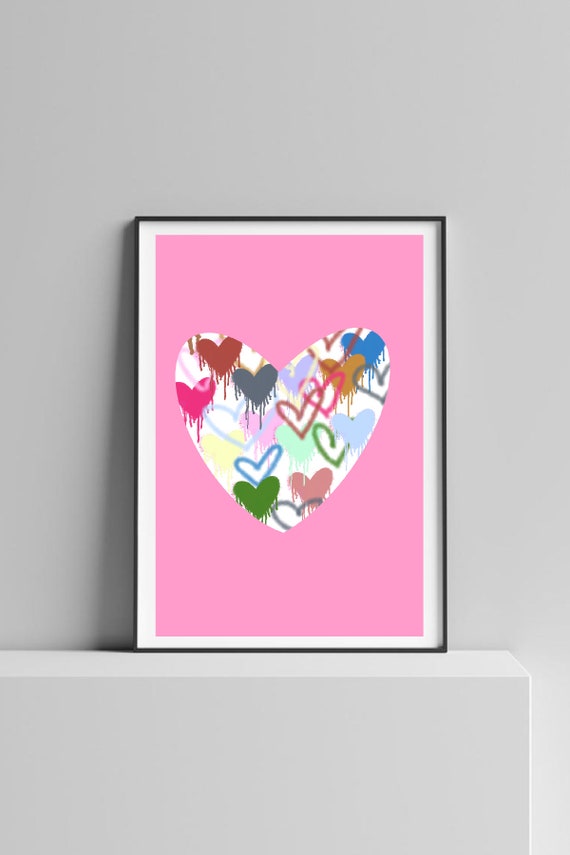Pink Graffiti Heart Wall Art Digital Download | Etsy