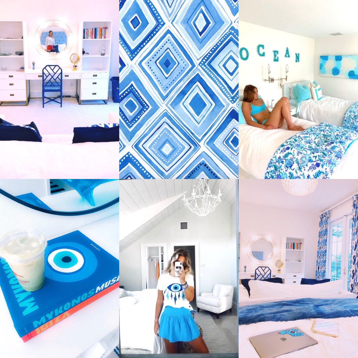 100 Blue Preppy Photo Collage Kit digital Download - Etsy