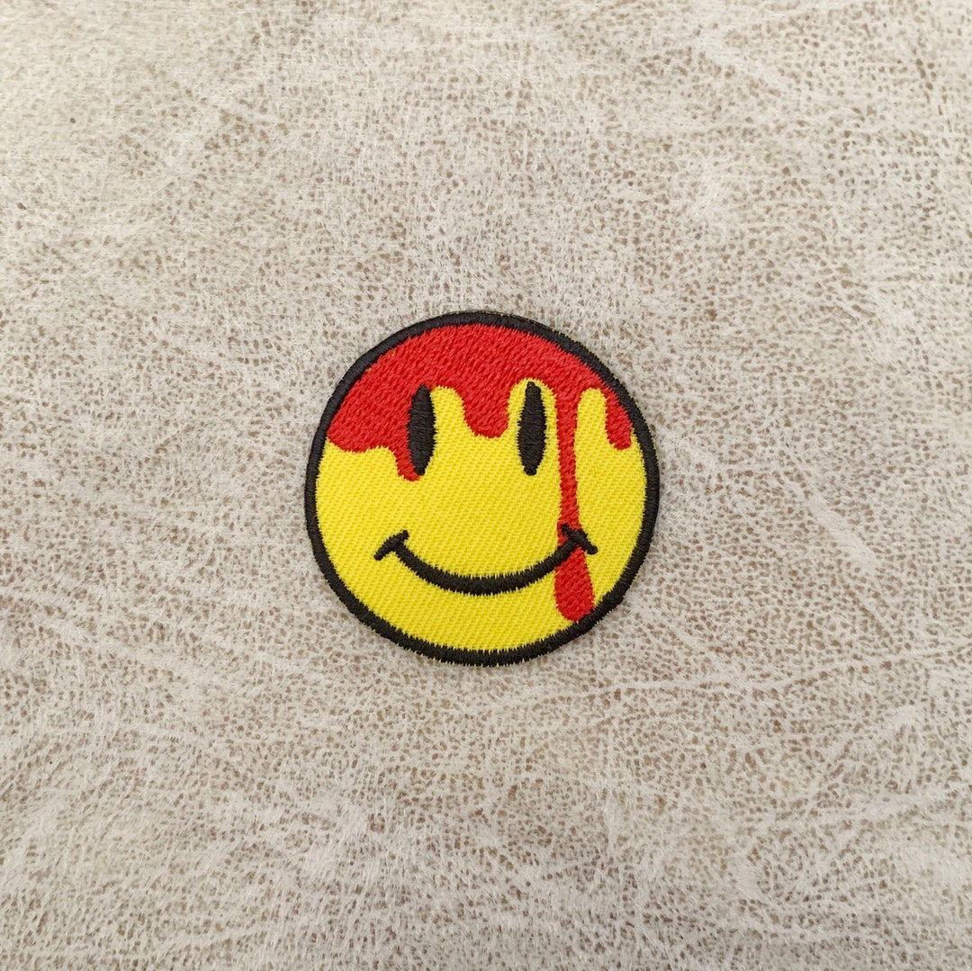 Blood on Smiley Patches Iron on Smiley Iron on Patch Embroidered Patch ...