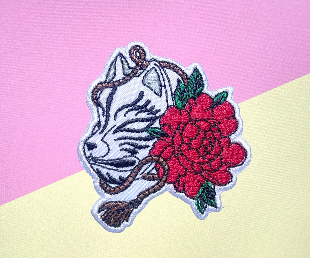 Japanese Kitsune Fox Mask Iron on Patch, Fox Patches, Cartoon Patches Iron on ,embroidered Patch ...