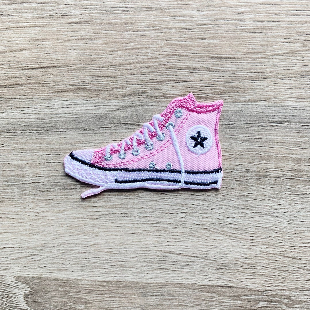 Converse Iron-on Patch, Pink Sneaker Embroidered Applique - Etsy