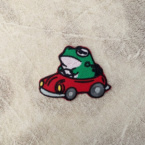 Frog in Car Iron on Patch Patches Patches Iron on | Etsy