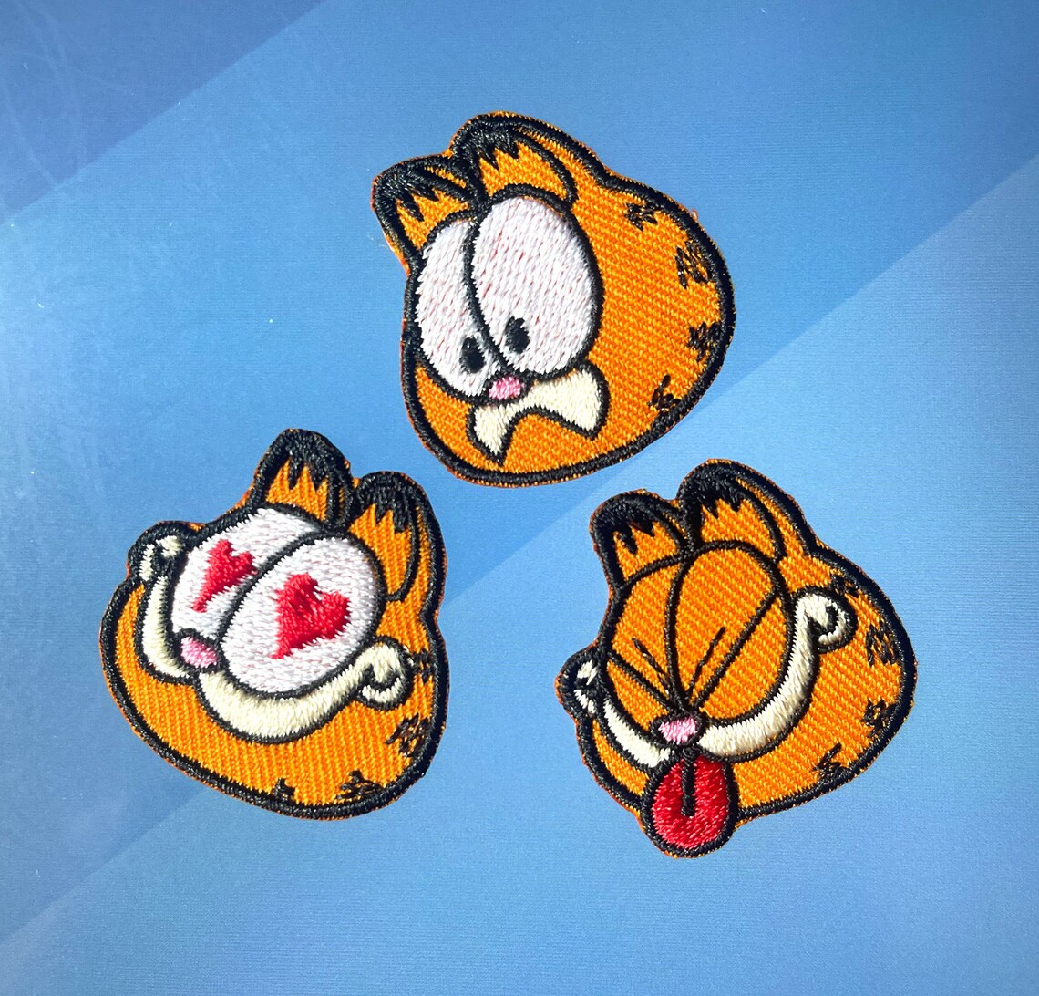 3pc Garfield Iron on Patch Garfield Patches Garfield Patches - Etsy
