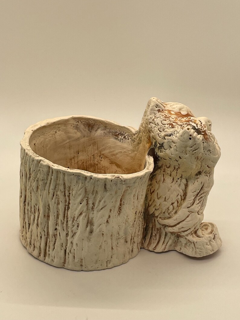 Vintage Pompadour Owl Planter, Ceramic Tree Stump Woodland Cottage ...