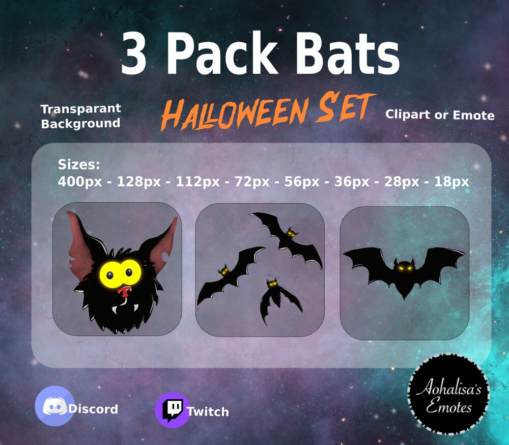 Halloween Set, Bats, Emotes, Clipart, Twitch, Dicord - Etsy