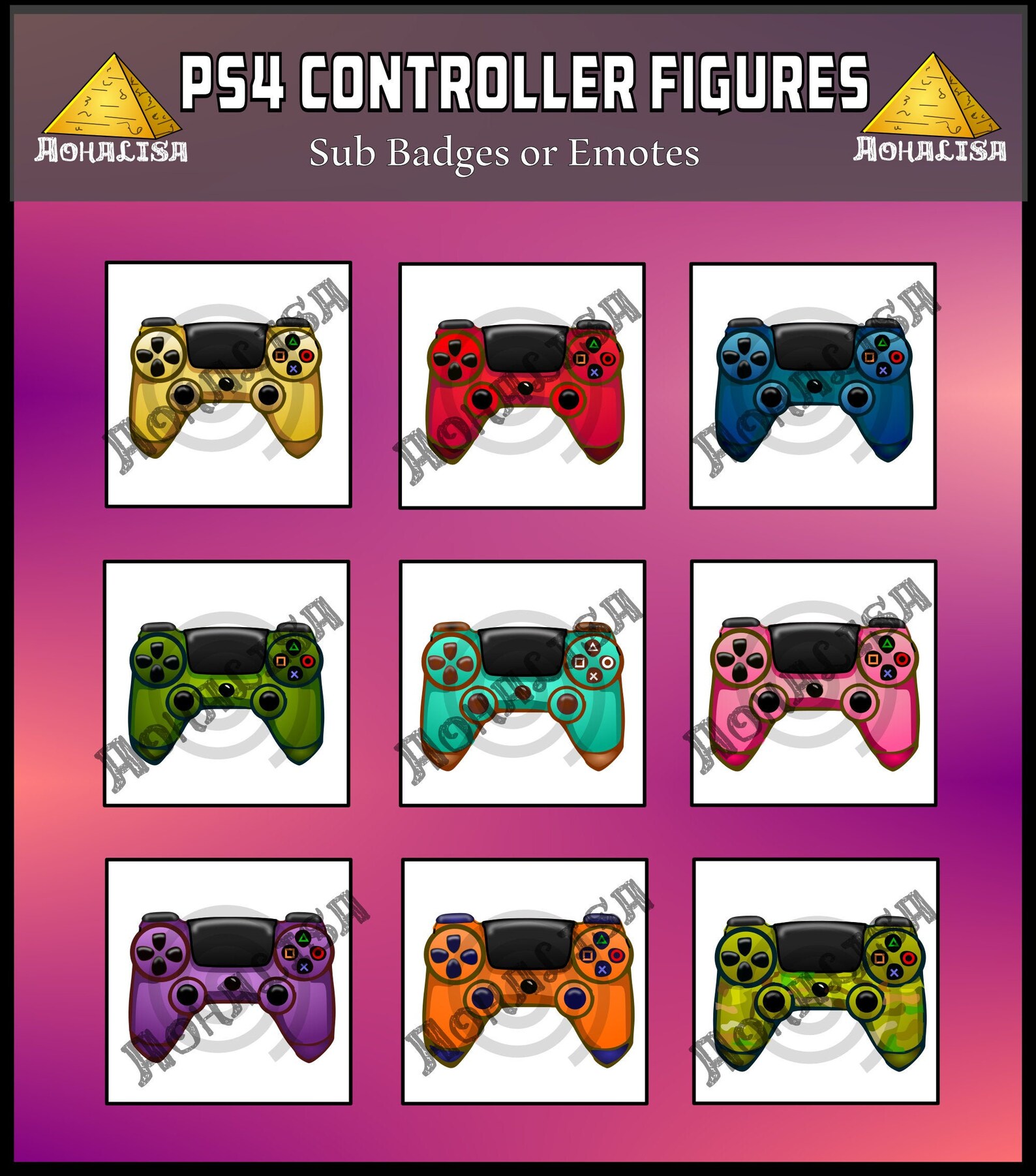 9 Pack PS4 Controller Emotes Twitch Badges Discord | Etsy