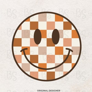 Fall Smile Face Png,retro Fall PNG, Cute Checker Print Autumn ...