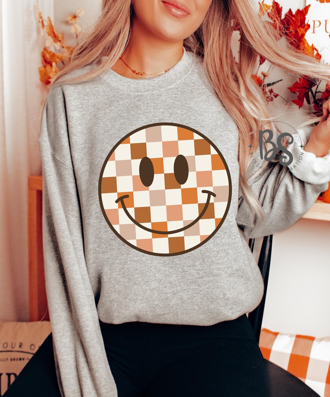 Fall Smile Face Png,retro Fall PNG, Cute Checker Print Autumn ...