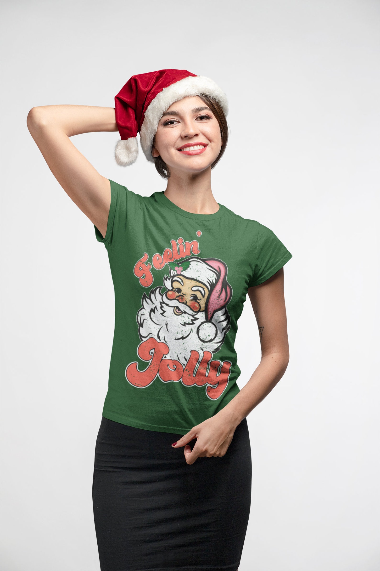 Retro Christmas PNG Feelin Jolly Santa Christmas Sublimation T - Etsy