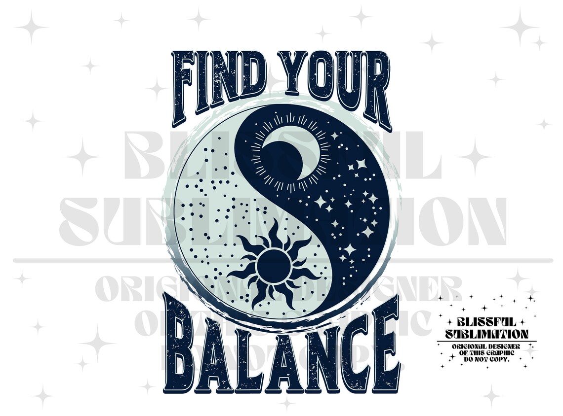 Find Your Balance Yin Yang Png Retro Sublimations - Etsy