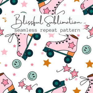 Retro Seamless Pattern PNG, Roller Skate Pattern for Fabric Sublimation ...
