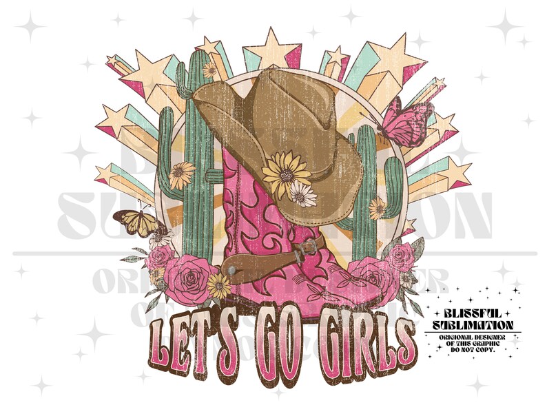 Let's Go Girl's PNG Cowgirl Hat Cowgirl Boots Western - Etsy