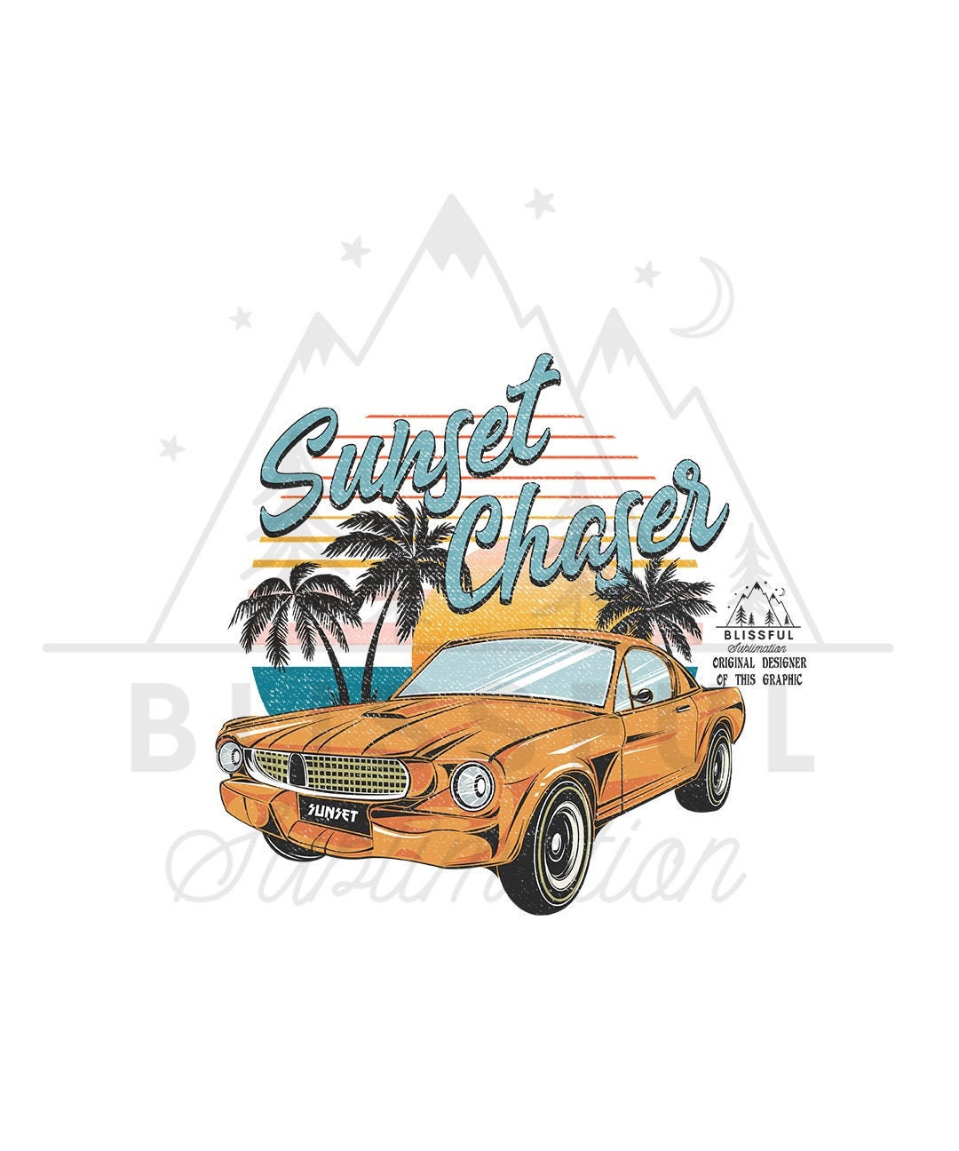Sunset Chaser PNG Retro Sublimation Design Download Muscle - Etsy