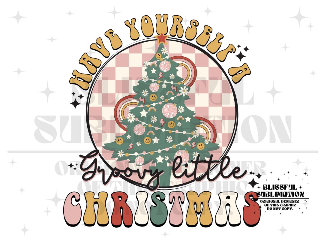 Groovy Christmas PNG, Retro Sublimation, Design Download, Rainbow ...