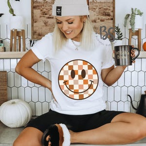 Fall Smile Face Png,retro Fall PNG, Cute Checker Print Autumn ...