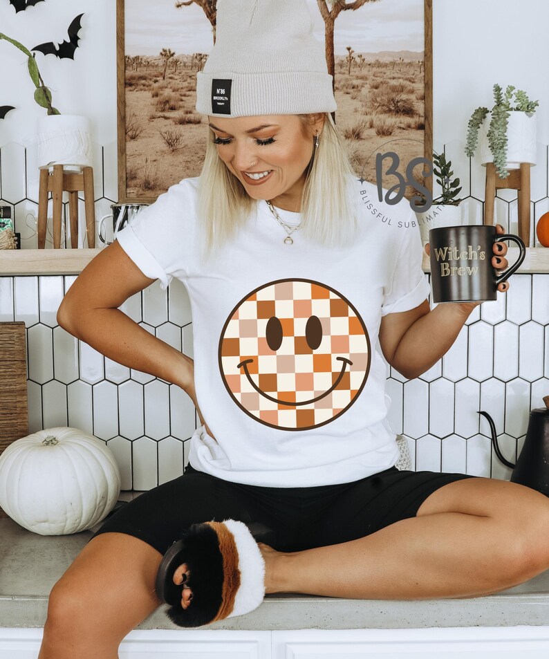 Fall Smile Face Png,retro Fall PNG, Cute Checker Print Autumn ...