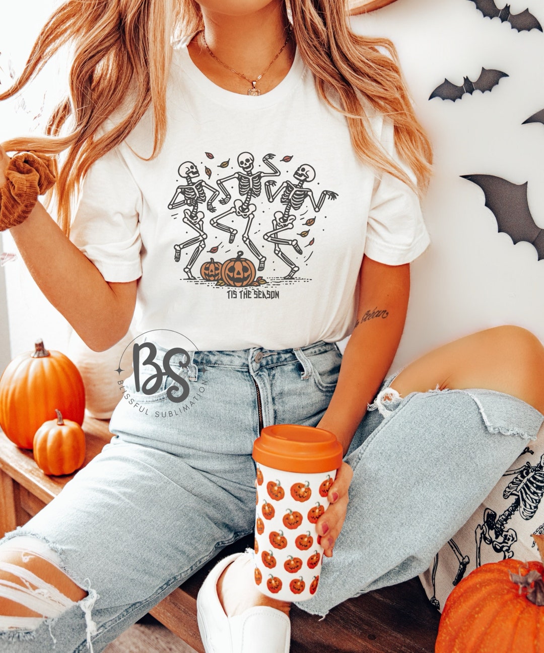 Cute Fall Dancing Skeleton PNG Tis the Season Halloween Pumpkin Png ...