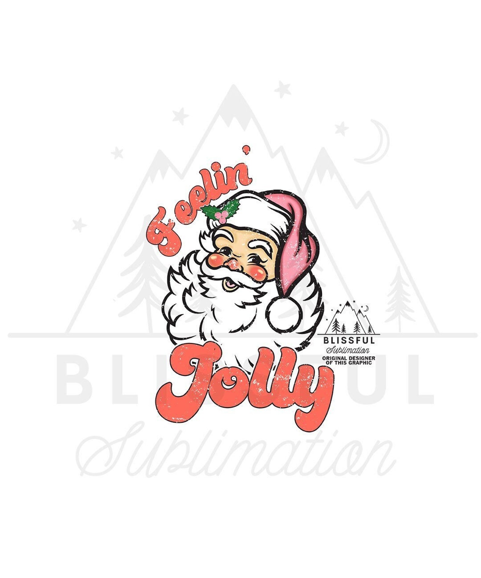 Retro Christmas PNG Feelin Jolly Santa Christmas Sublimation T - Etsy