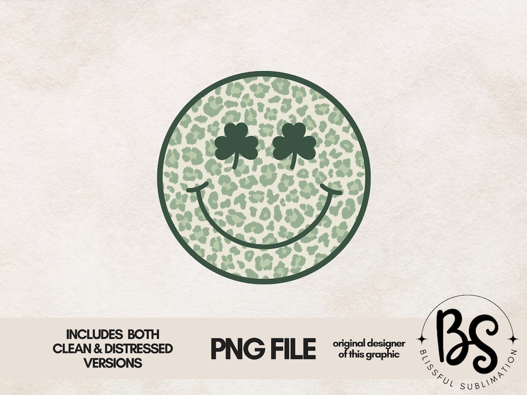 St Patricks Day PNG File for Sublimation Leopard Print Smile Face ...