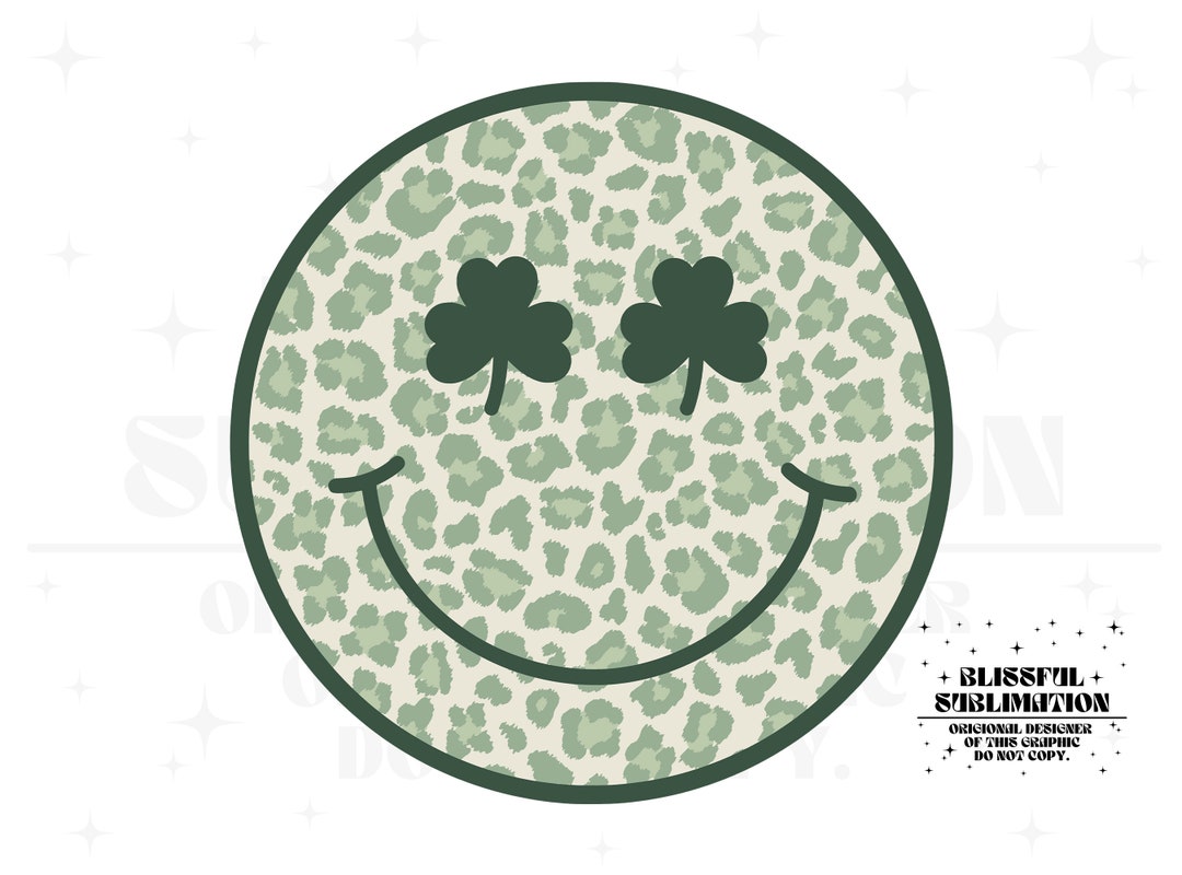 St Patricks Day PNG File for Sublimation Leopard Print Smile Face ...