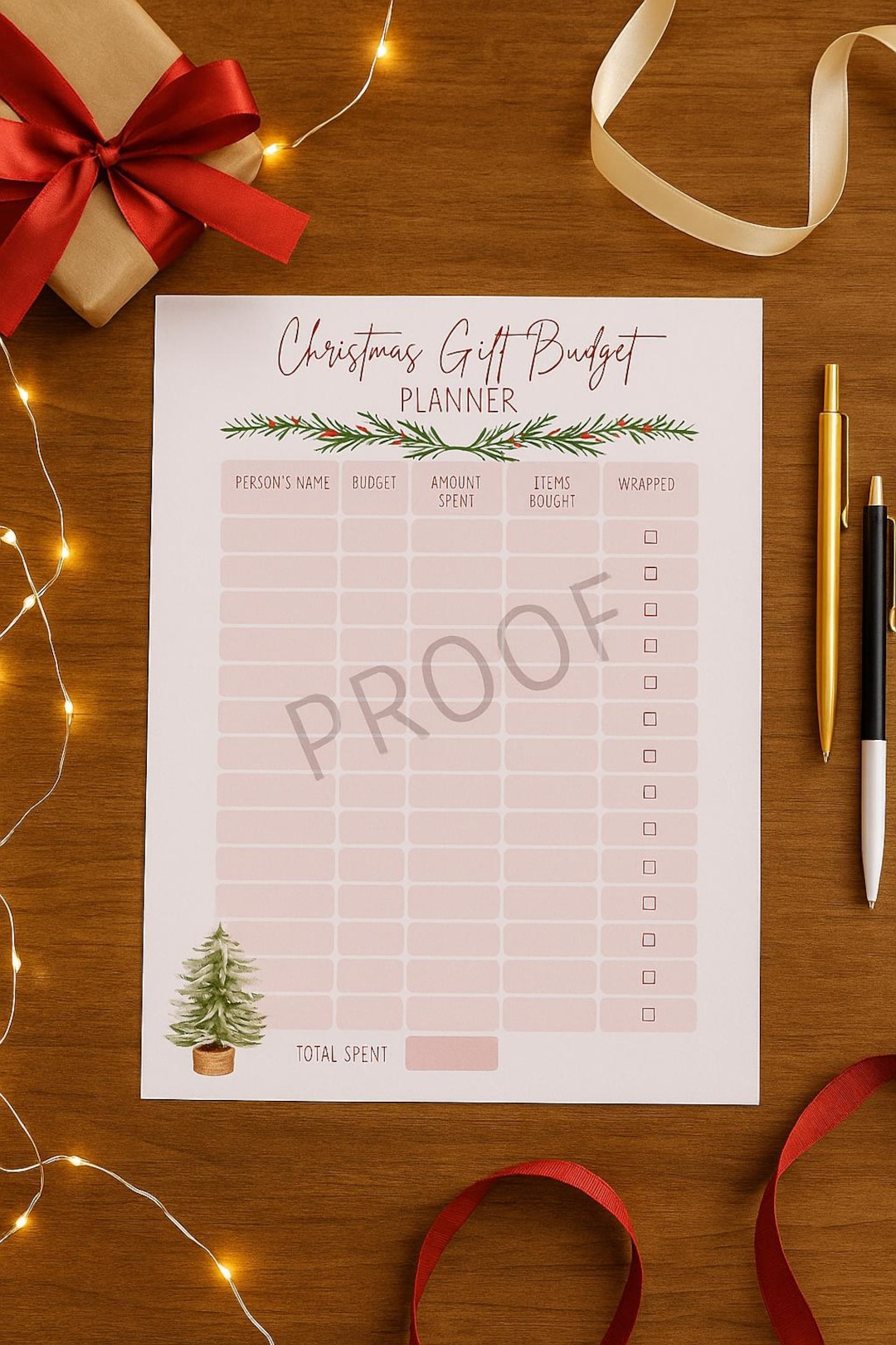 Printable Christmas Gift Budget Planner/christmas List Budget/pdf - Etsy