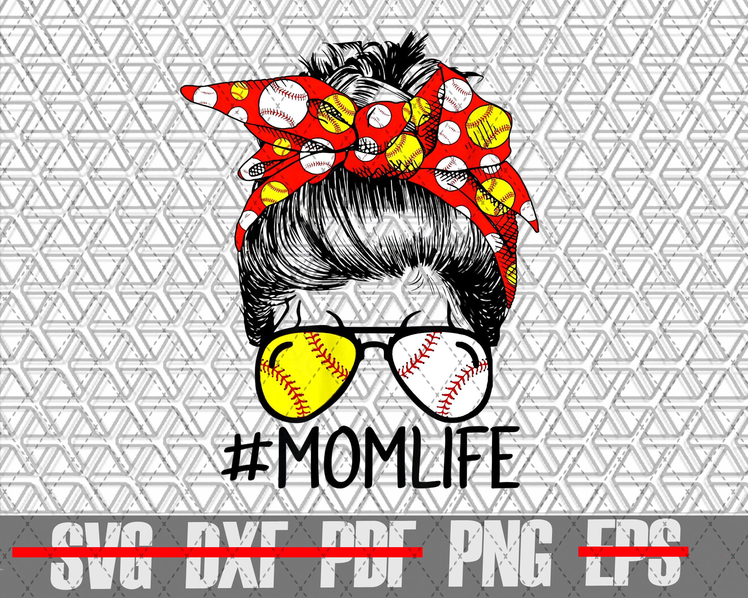 Messy Bun Girl Mom Life Softball Baseball Mothers Day Etsy