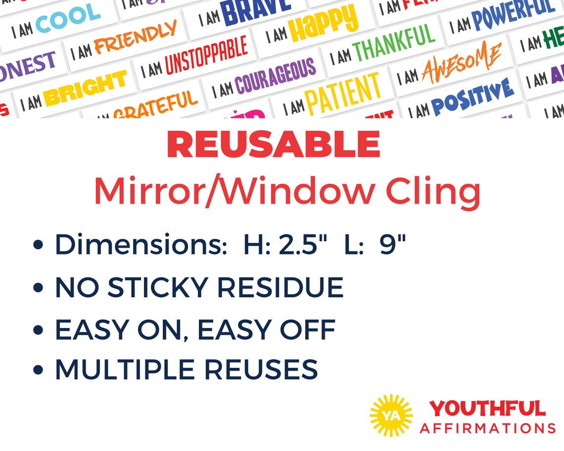 Reusable Affirmation Window Cling/mirror Cling/stickers - Etsy