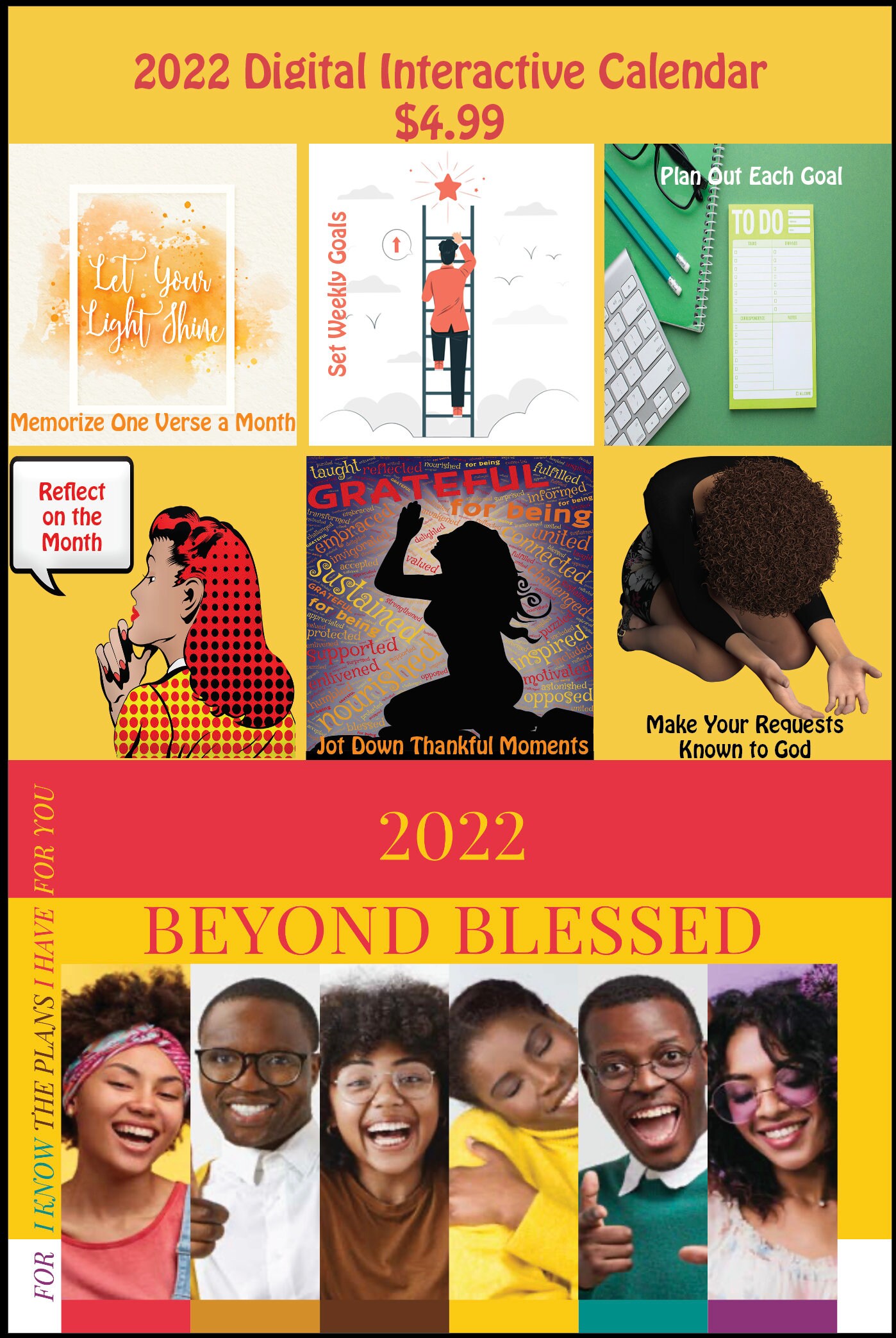 2022 Editable Interactive PDF Digital A5 Inspirational Calendar With ...