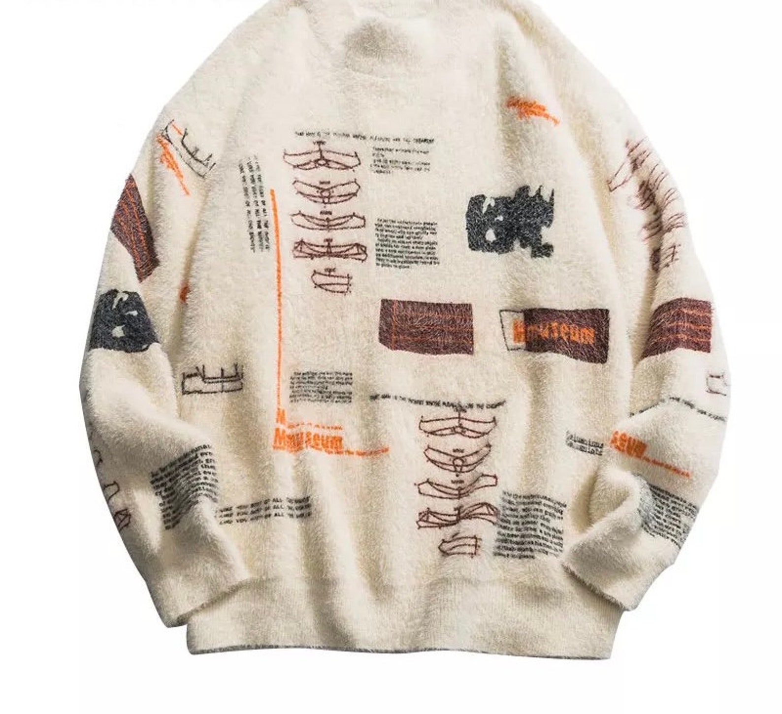 Graffiti Knitted Pullover Jumper Sweaters Streetwear Hip Hop | Etsy