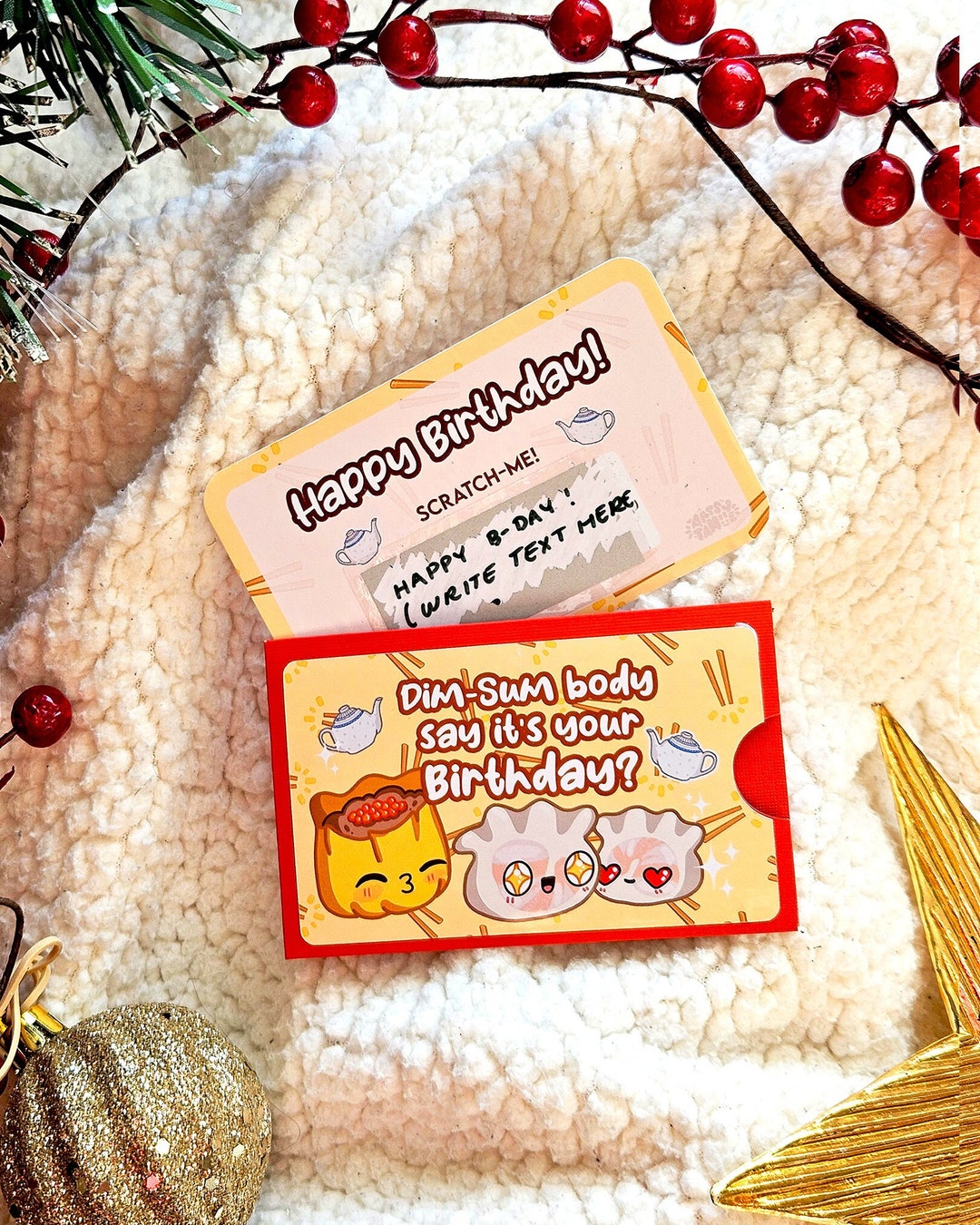 Scratch-off Birthday Voucher Custom Message Coupon Funny Pun Asian ...