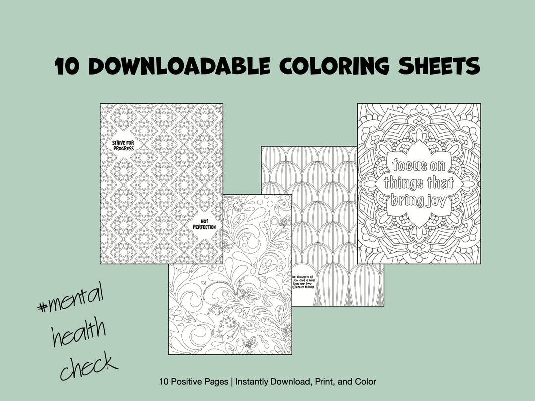 Digital Download Coloring Book | Mental Health Check | Stress and ...