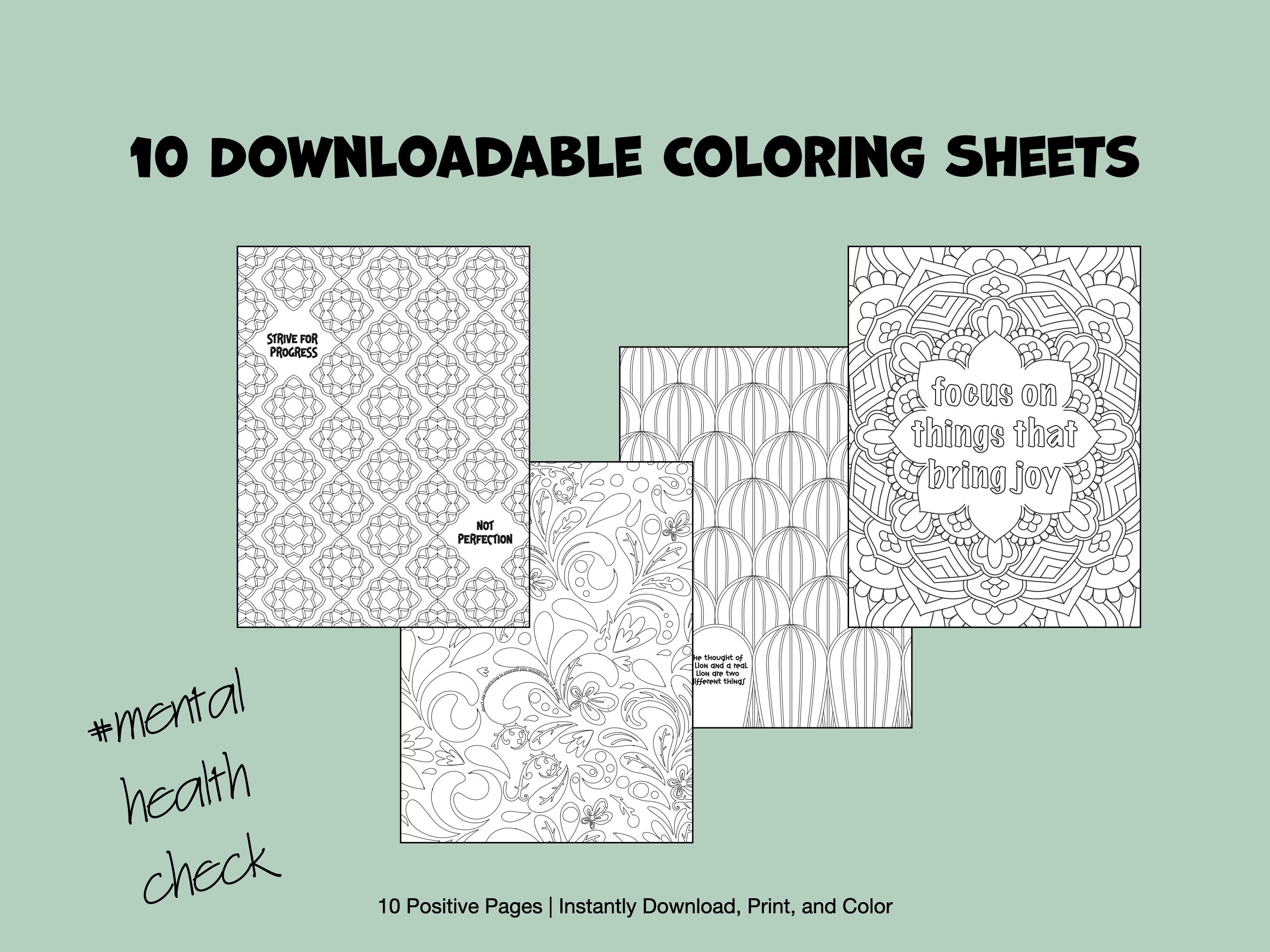 Digital Download Coloring Book | Mental Health Check | Stress and ...