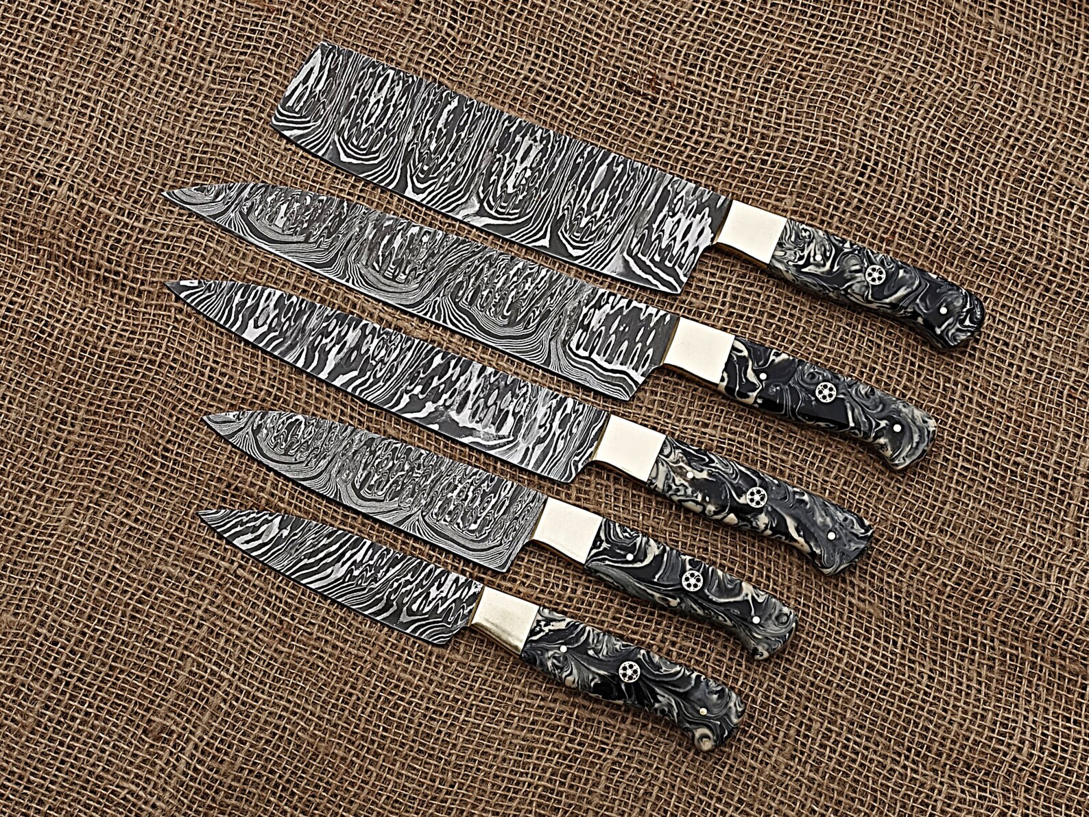 Handgemachte Damaskus Koch Messer Set von 5 Stück Valentines | Etsy
