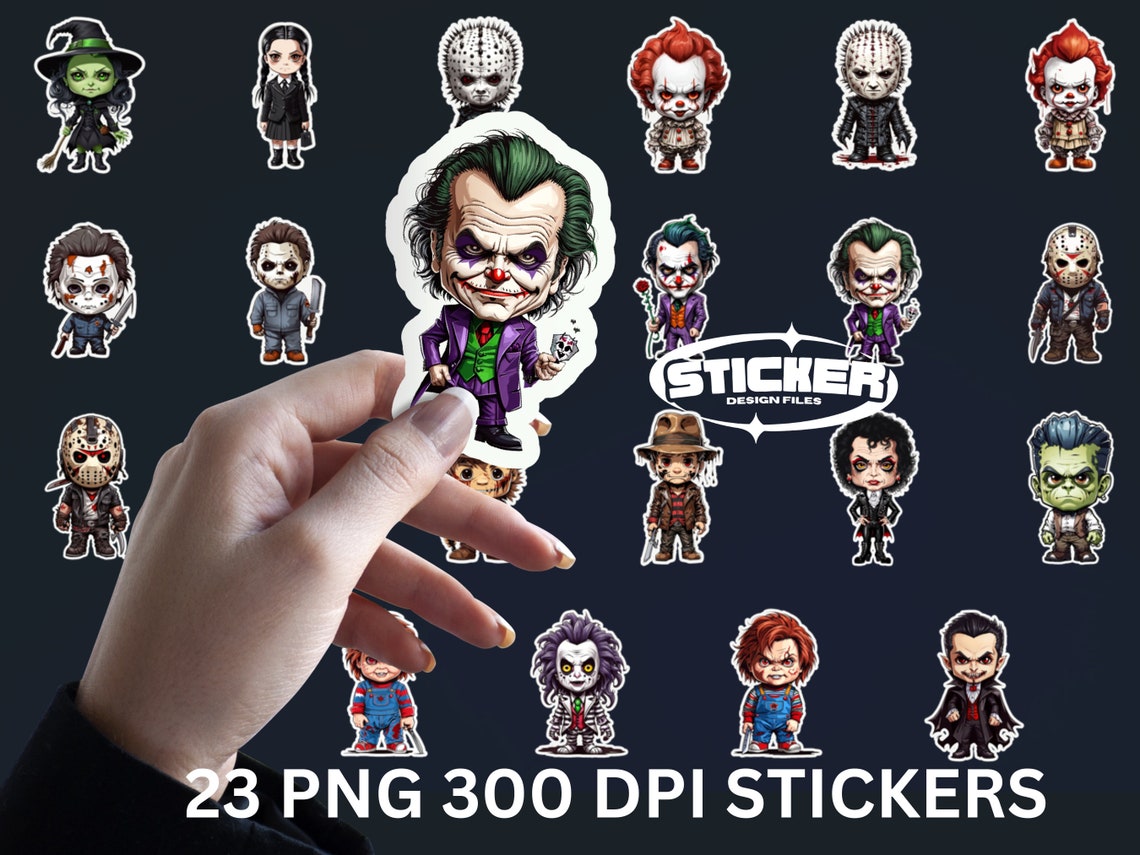 HORROR CHIBI PNG Sticker Design Bundle 23 Classic Chibi Horror Print ...