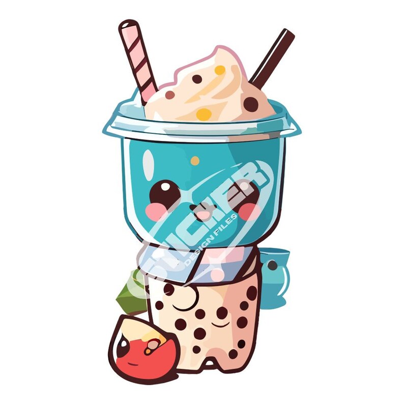 Cute DRINKS Print & Cut Stickers Kawaii Sticker Designs - Etsy