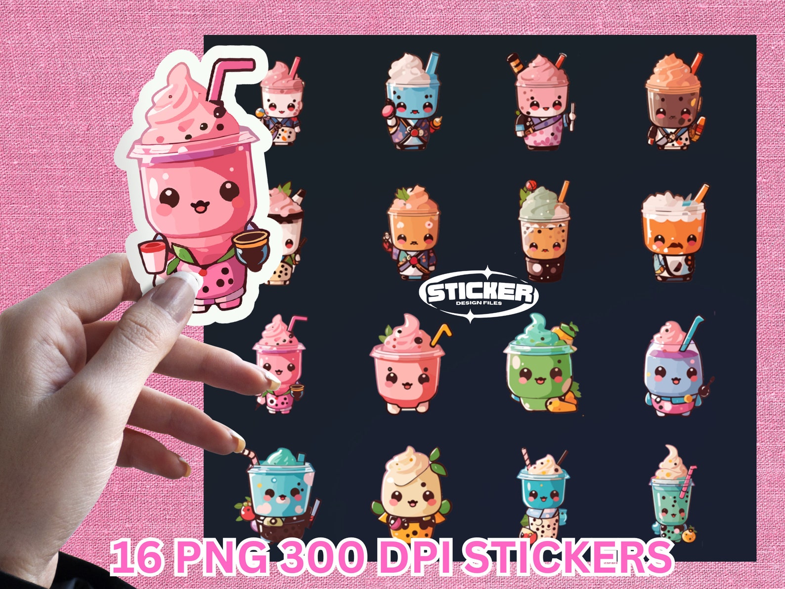 Cute DRINKS Print & Cut Stickers, Kawaii Sticker Designs, Sticker Png ...