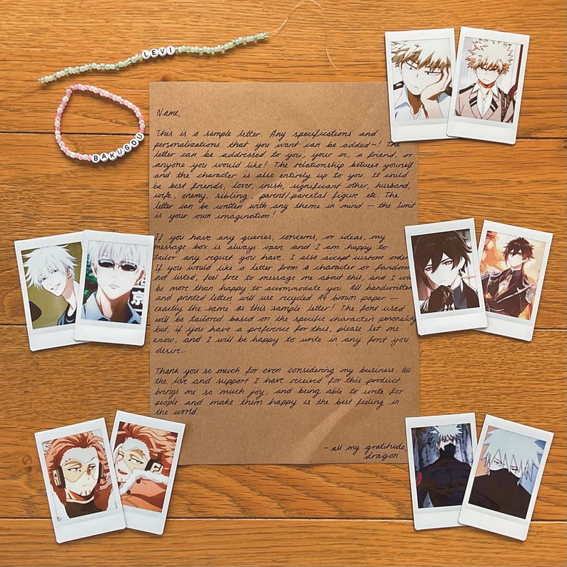 Handwritten Letter from your Favorite Anime Character | Etsy