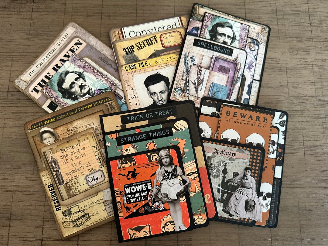 Handmade Tri Fold Card, Halloween Cards, Poe Cards, Skull Cards ...